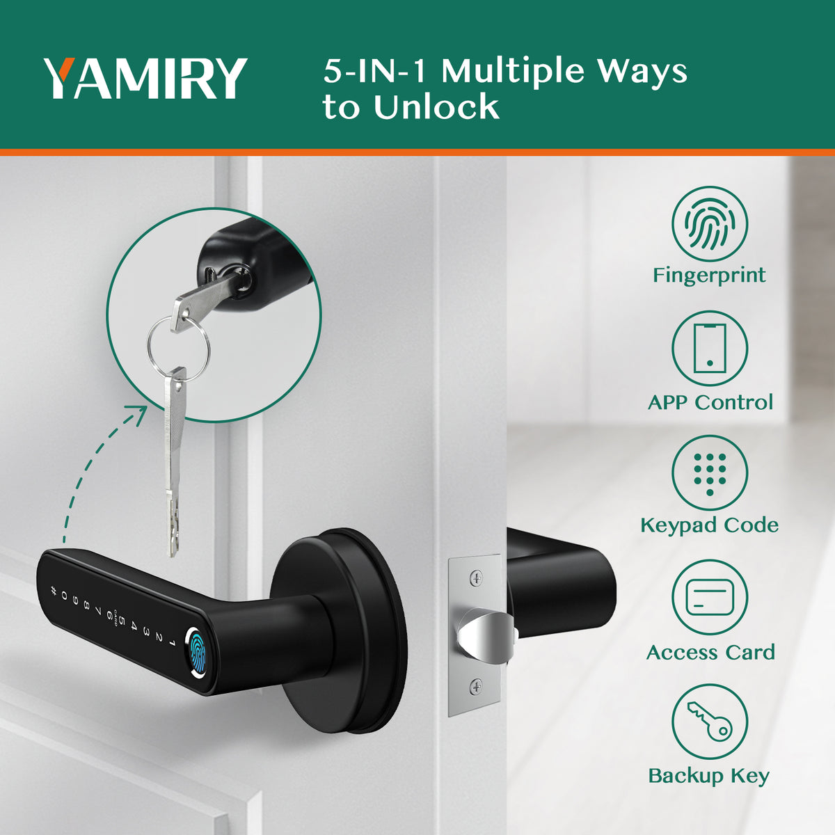 Fingerprint Door Lock, Yamiry Keyless Entry Door Lock with Handle, Sma ...