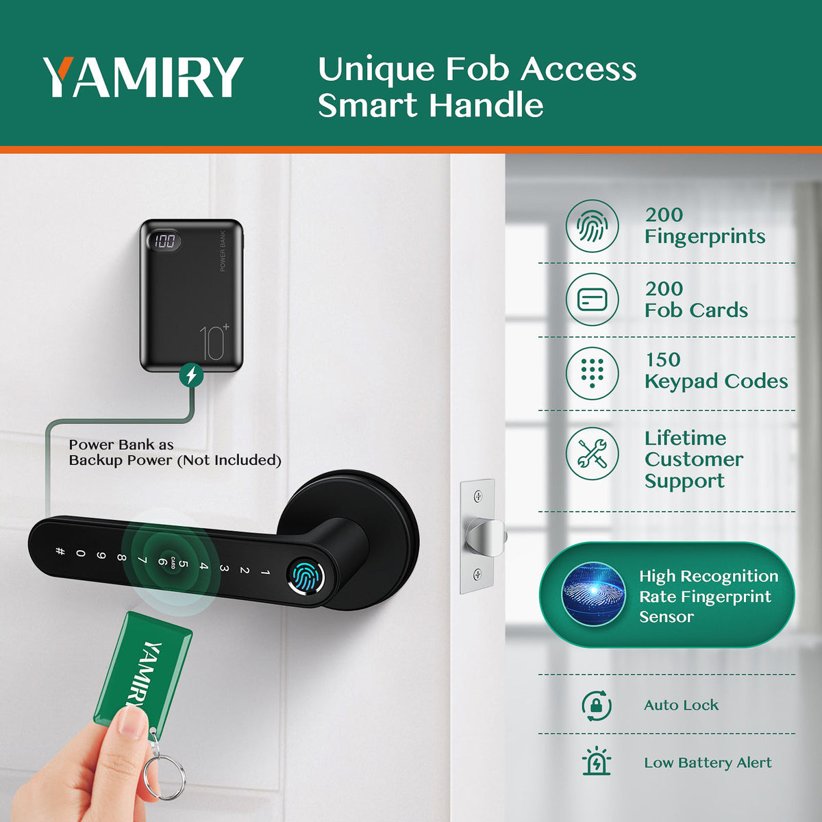 Fingerprint Door Lock, Yamiry Keyless Entry Door Lock with Handle, Sma ...