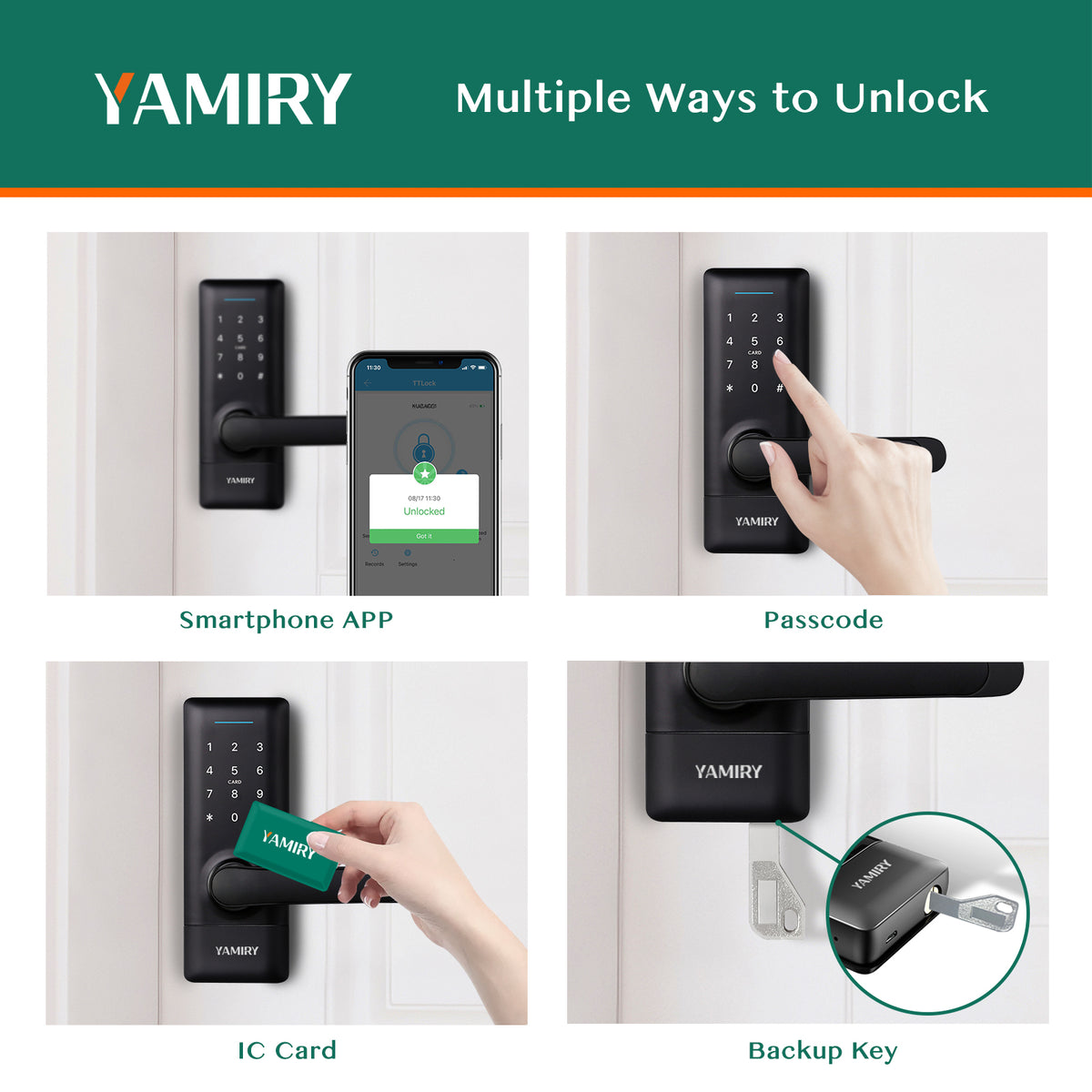Smart Lock, Yamiry Keyless Entry Smart Door Lock for Front Door, Digit ...